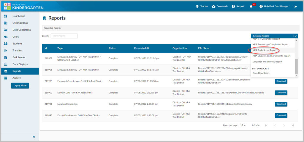 Accessing the KRA Scale Score Report – Ohio K12 Help