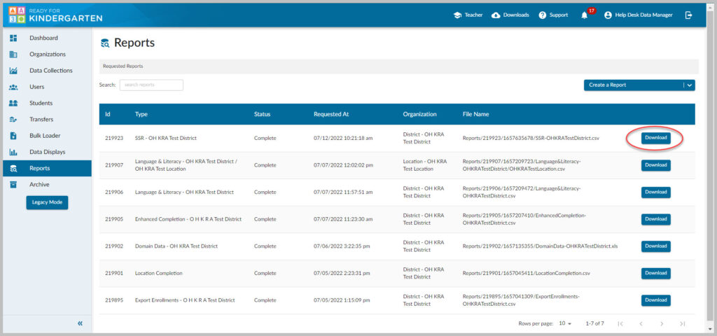 Accessing the KRA Scale Score Report – Ohio K12 Help